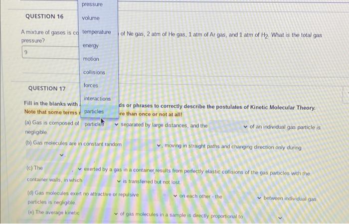 Solved QUESTION 16 9 A mixture of gases is co temperature | Chegg.com