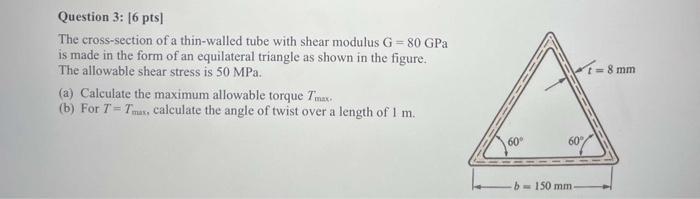 Solved The cross-section of a thin-walled tube with shear | Chegg.com