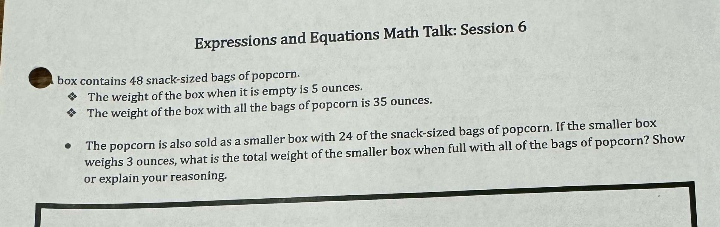 Solved Expressions and Equations Math Talk: Session 6box | Chegg.com