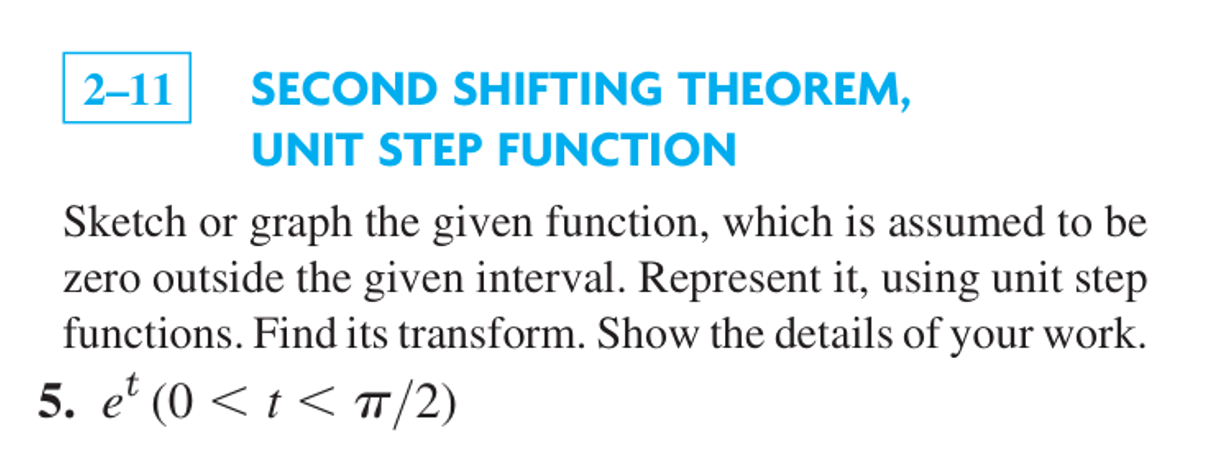 SECOND SHIFTING THEOREM,UNIT STEP FUNCTIONSketch or | Chegg.com