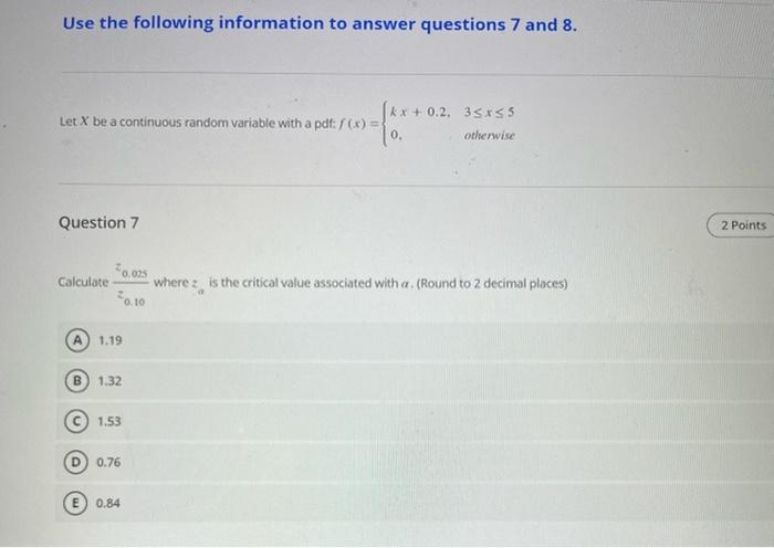 Solved Use the following information to answer questions 7 | Chegg.com