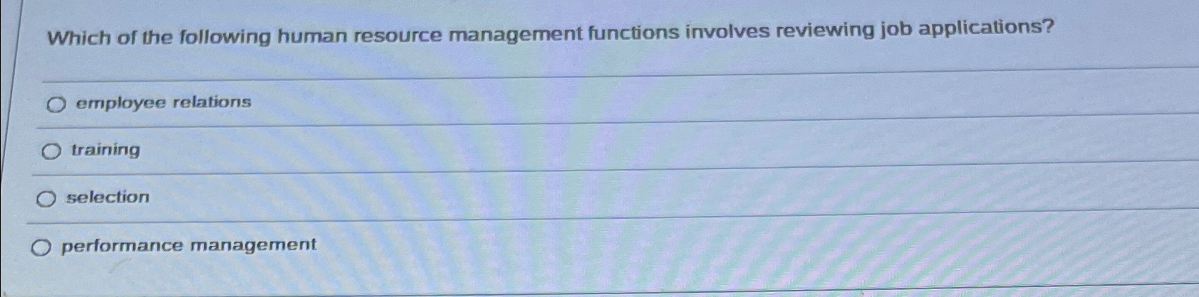 Solved Which of the following human resource management | Chegg.com