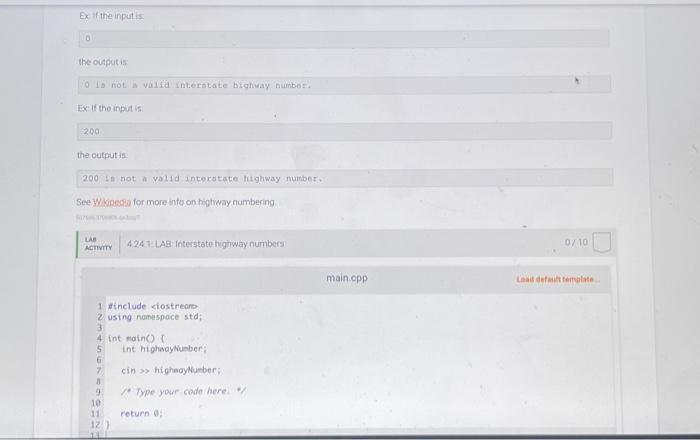 Solved 4.24 LAB: Interstate highway numbers Primary US | Chegg.com