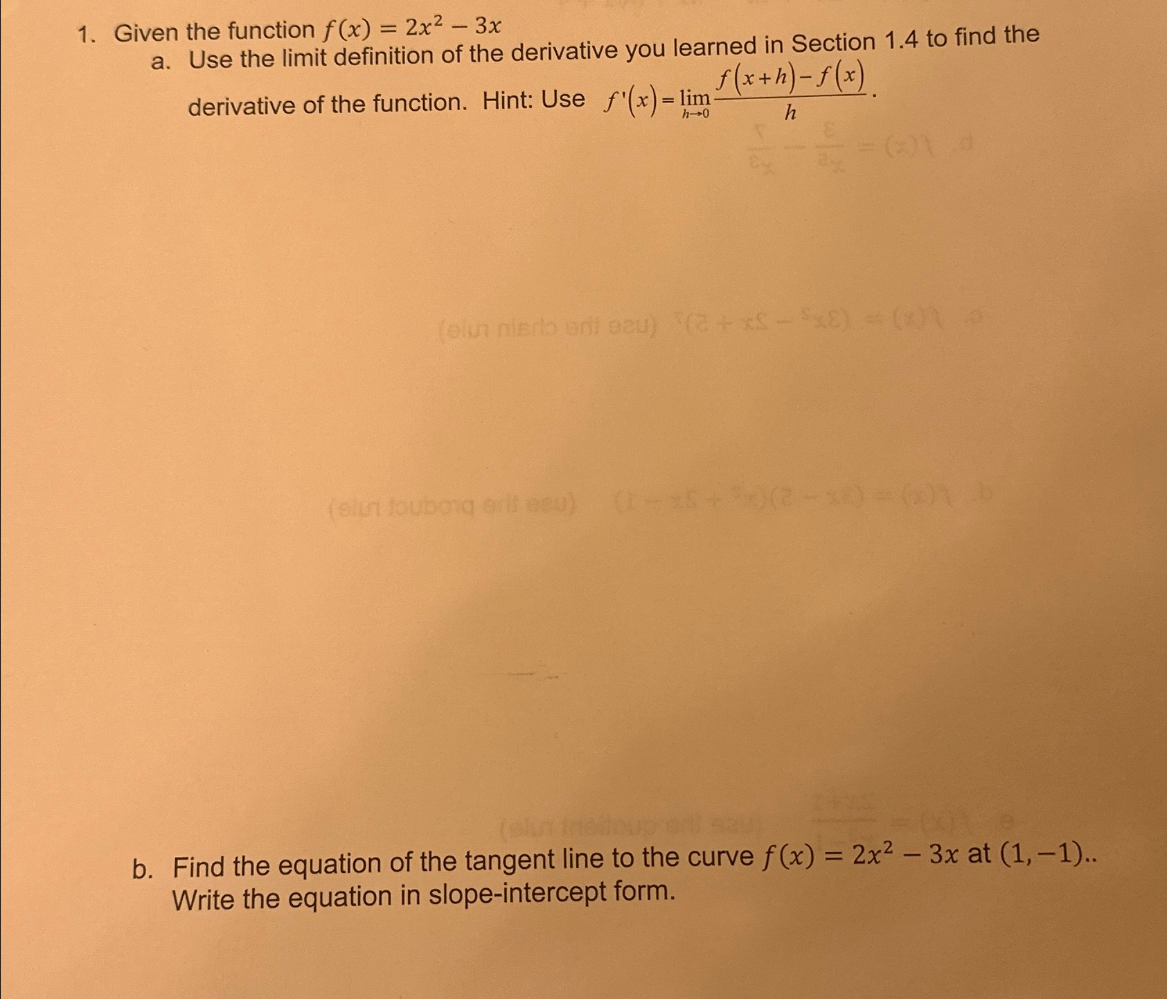 Solved Given the function f(x)=2x2-3xa. ﻿Use the limit | Chegg.com