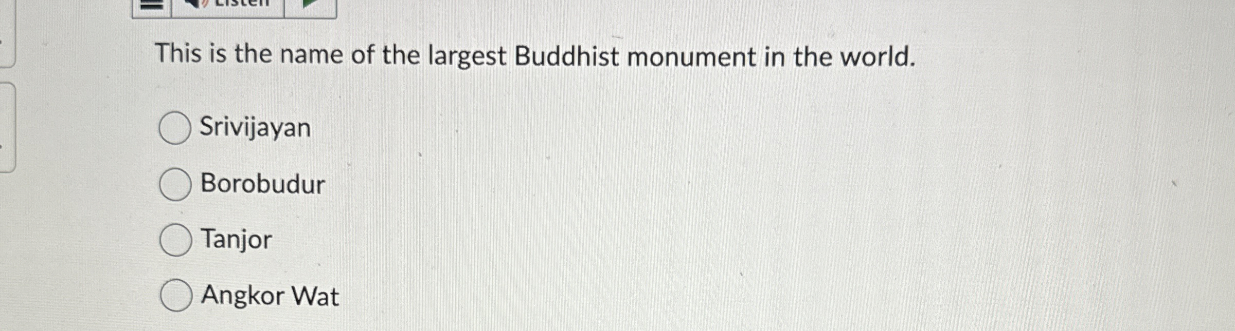 Solved This is the name of the largest Buddhist monument in | Chegg.com