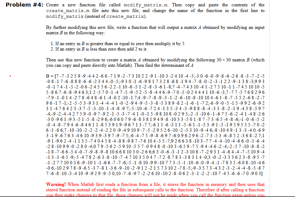 Solved Problem #4: Create a new function file called | Chegg.com