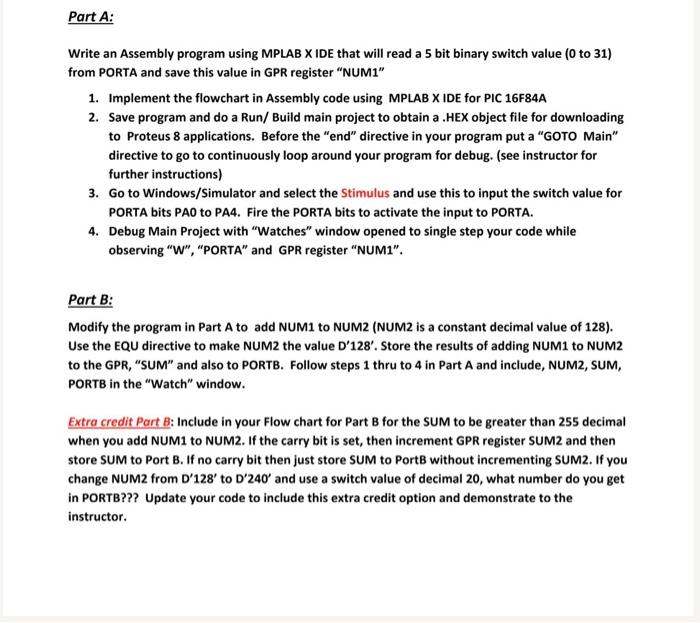 Solved Write An Assembly Program Using Mplab Xide That Will 