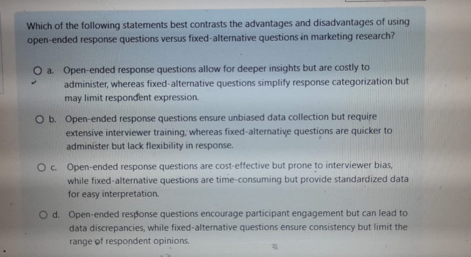 Solved Which of the following statements best contrasts the | Chegg.com