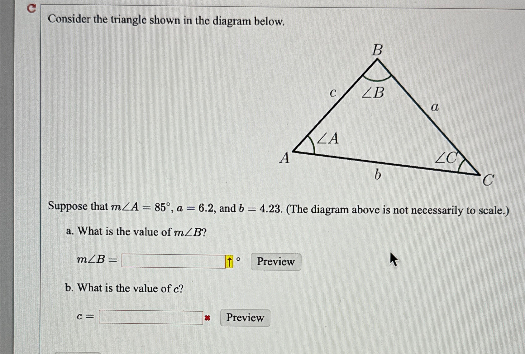 Solved Consider the triangle shown in the diagram | Chegg.com