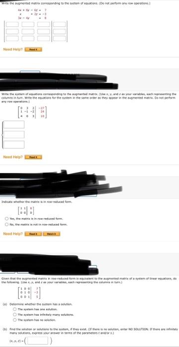 Solved Determine whether the system of linear equations has | Chegg.com
