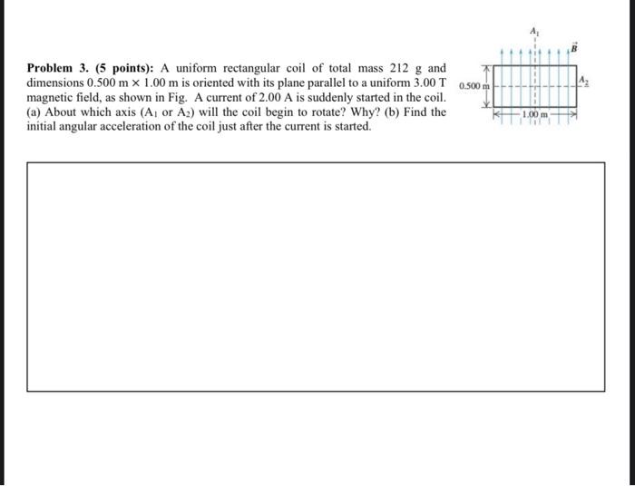 Solved Problem 3. (5 points): A uniform rectangular coil of | Chegg.com
