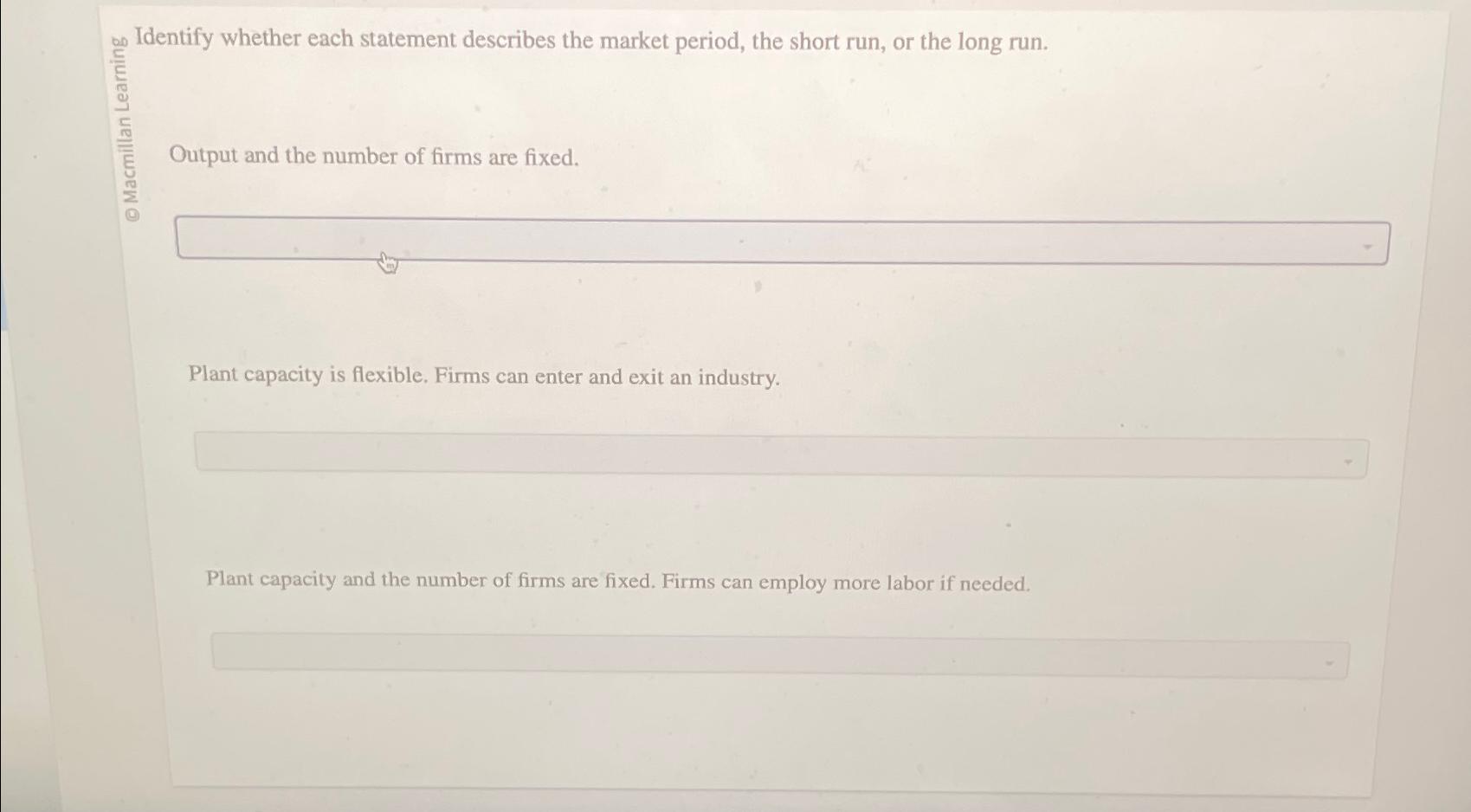 Solved Identify whether each statement describes the market | Chegg.com