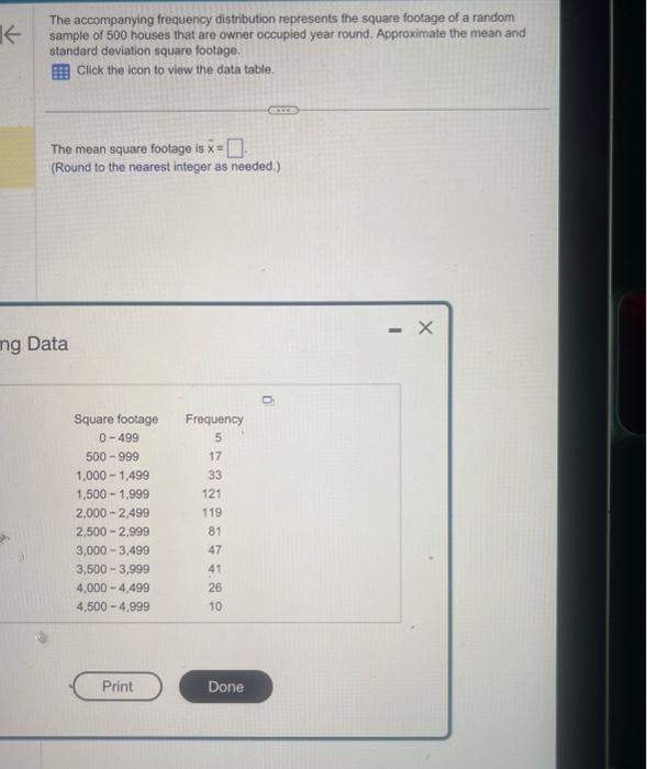 K The accompanying frequency distribution represents | Chegg.com