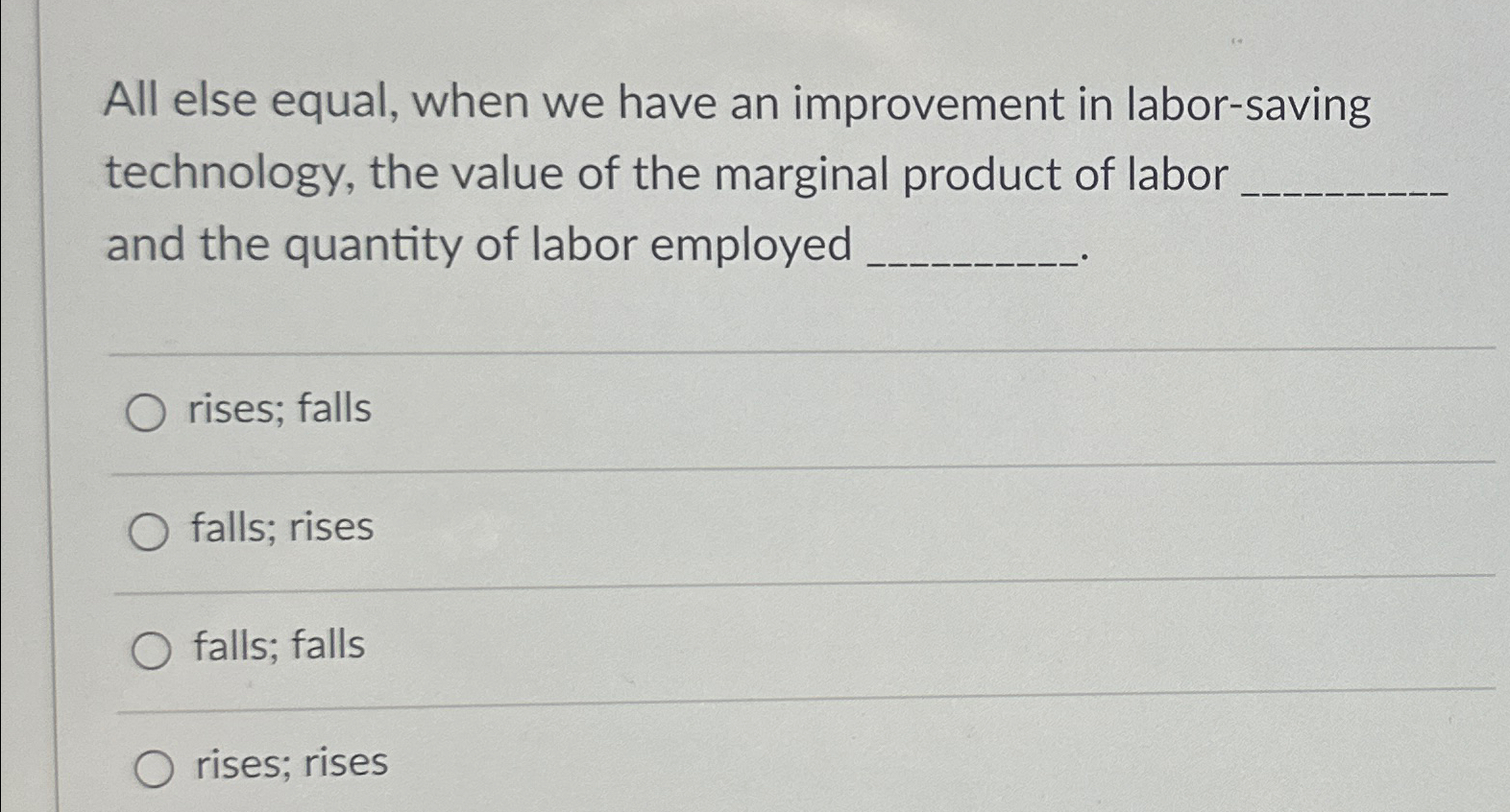 Solved All else equal, when we have an improvement in | Chegg.com