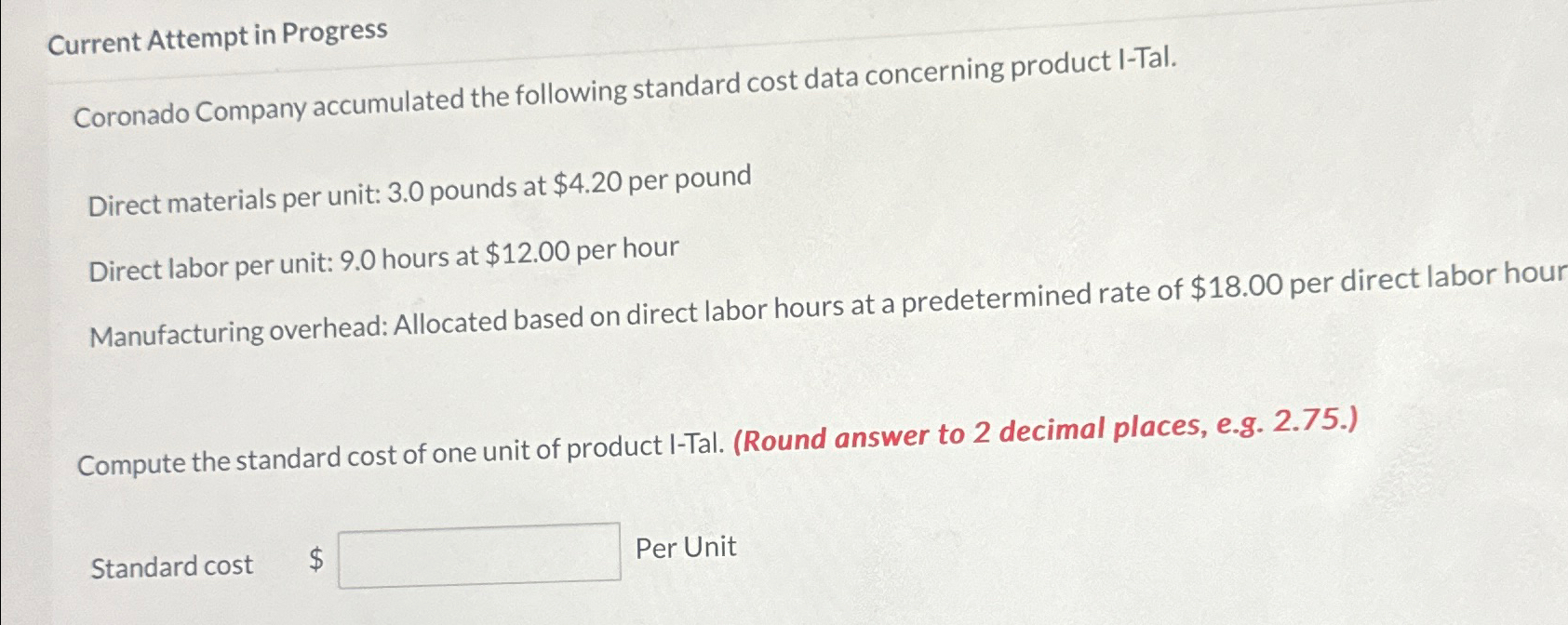 Solved Current Attempt in ProgressCoronado Company | Chegg.com