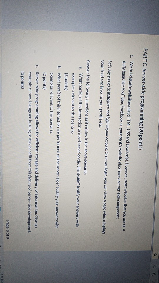 * PART C: Server-side programming (20 points) 1. We | Chegg.com