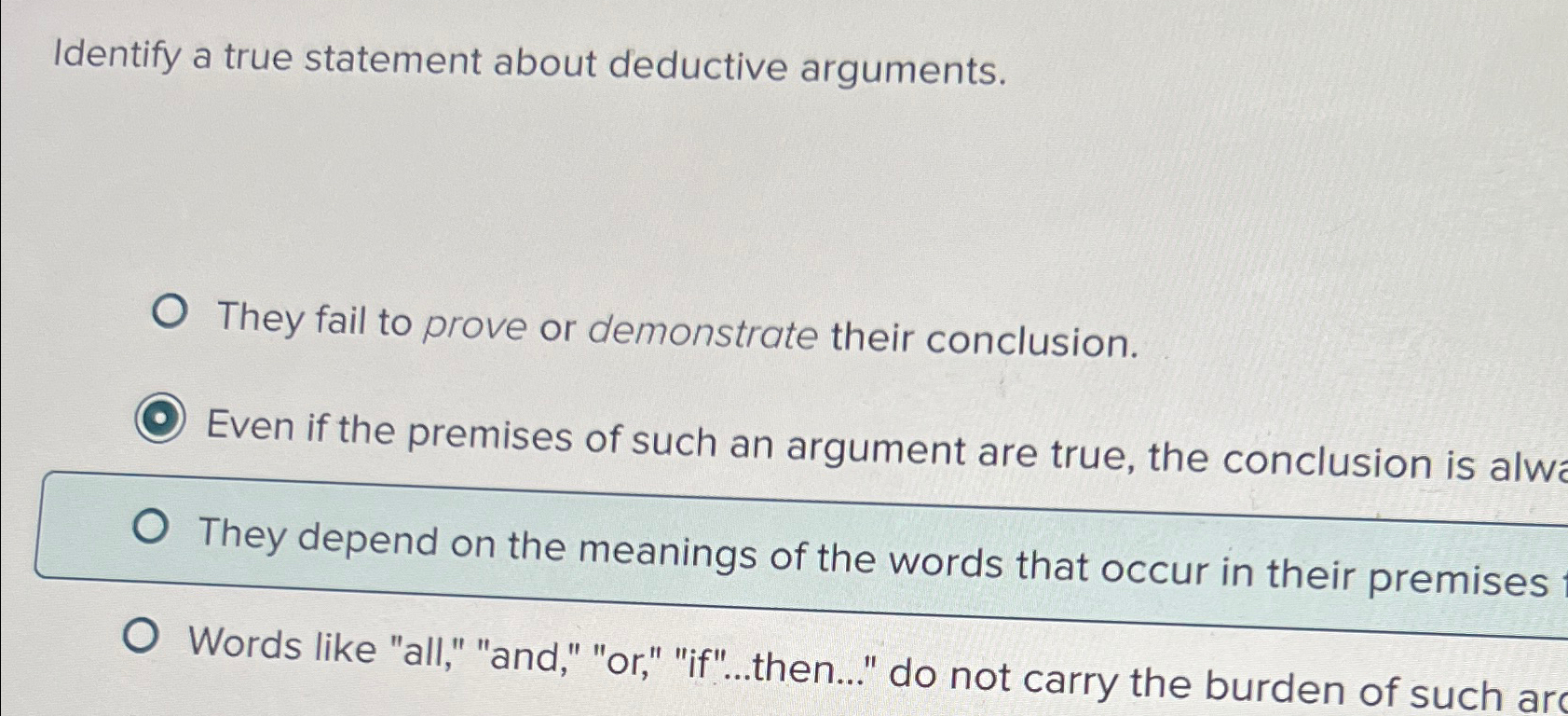 Solved Identify a true statement about deductive | Chegg.com