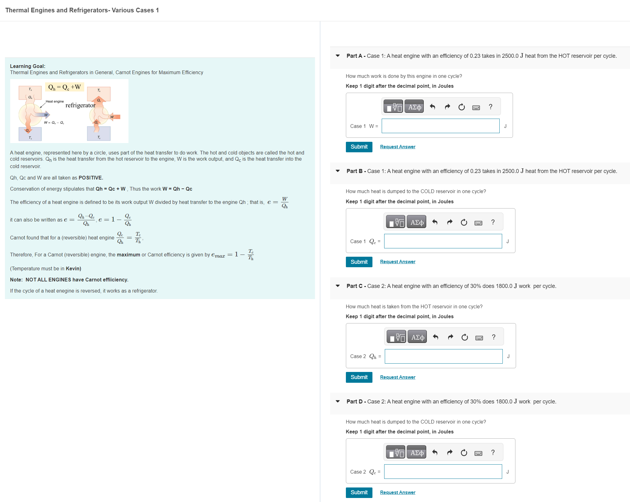 Solved Part E - ﻿Case 3: A heat engine with an efficiency of | Chegg.com