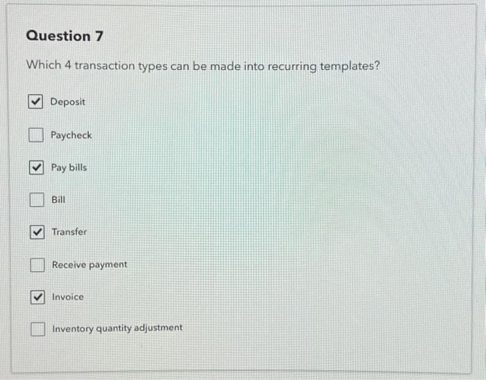 Solved Which 4 transaction types can be made into recurring | Chegg.com