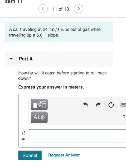 Solved Item 11 11 of 13 A car traveling at 24 m/s runs out | Chegg.com Solved Item 11 11 of 13 A car traveling at 24 m/s runs out | Chegg.com