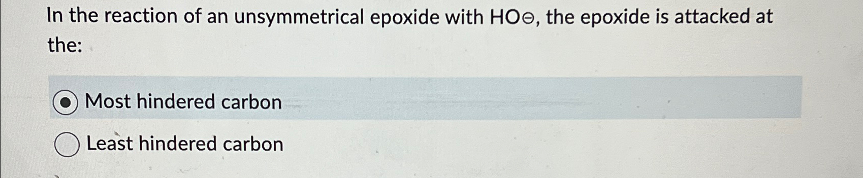 Solved In the reaction of an unsymmetrical epoxide with HO⊖, | Chegg.com