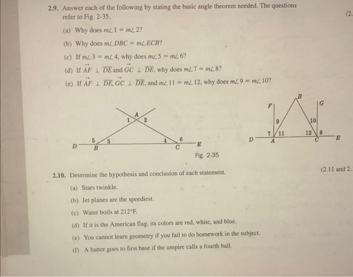 Solved 2.9. Answer each of the following by stating the | Chegg.com