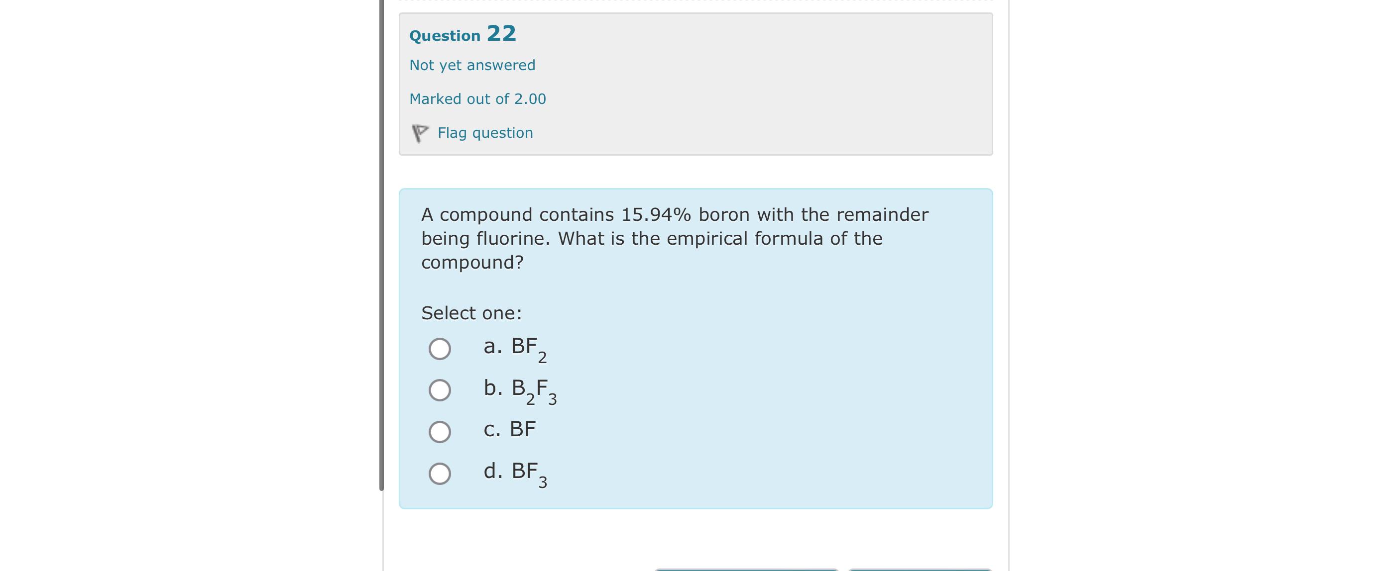 Solved Question 22Not yet answeredMarked out of 2.00Flag | Chegg.com