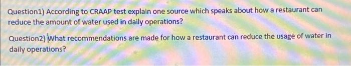 Solved Question1) According to CRAAP test explain one source | Chegg.com
