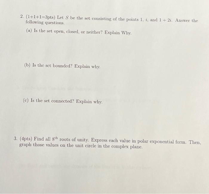 Solved 1. (3+3=6pts) Sketch each of the given sets. State | Chegg.com