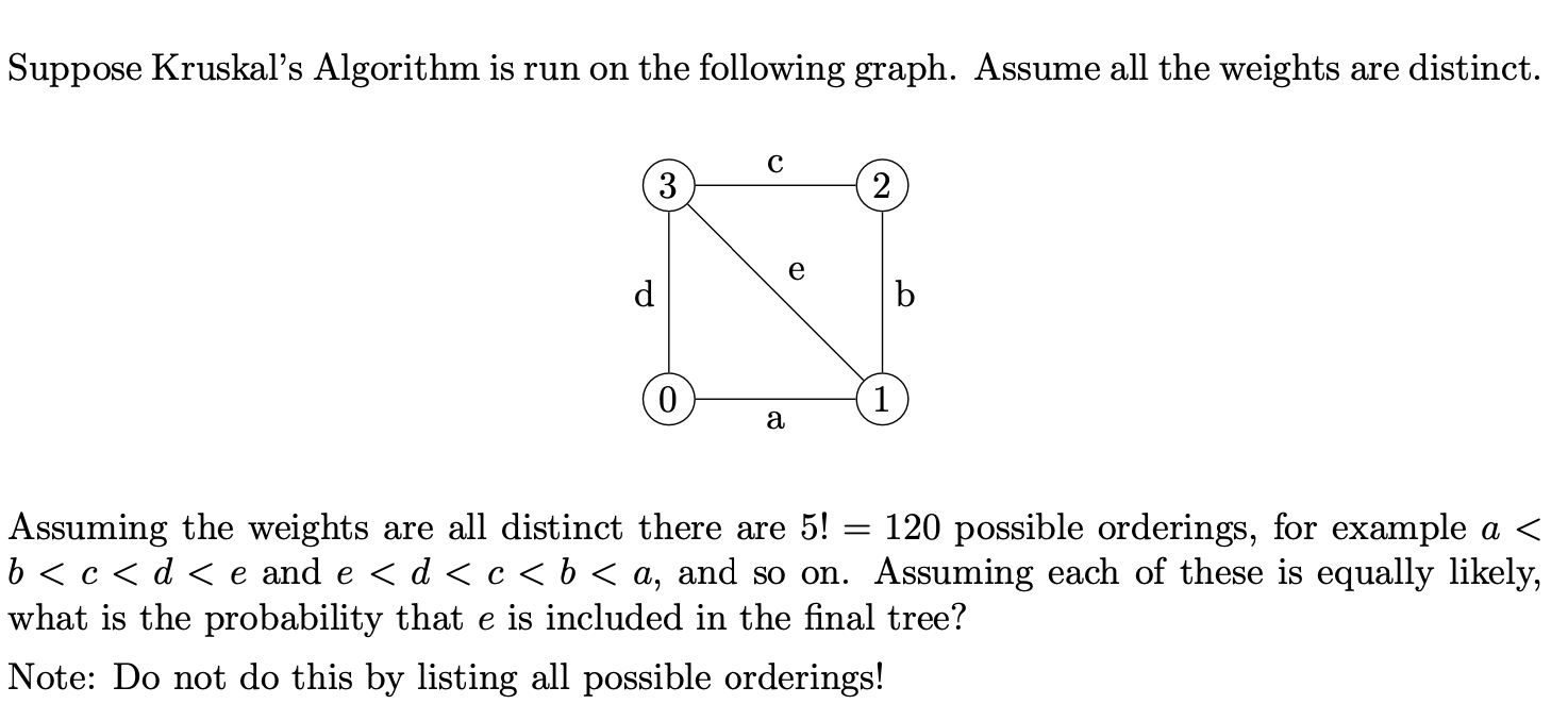 Solved Suppose Kruskal's Algorithm is run on the following | Chegg.com