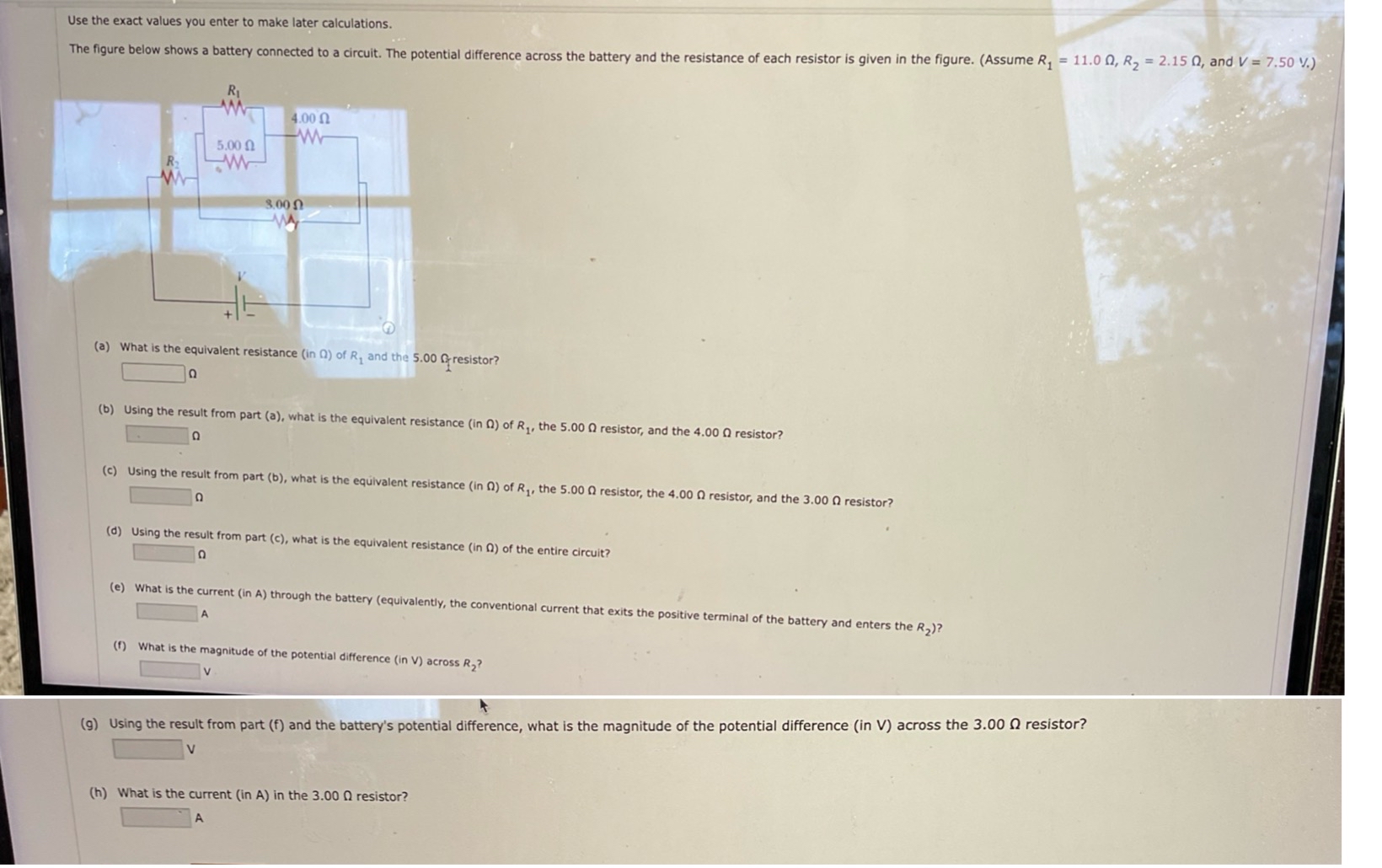 Solved Use the exact values you enter to make later | Chegg.com