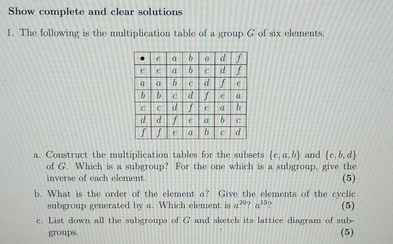 Solved Show complete and clear solutions 1. The following is | Chegg.com