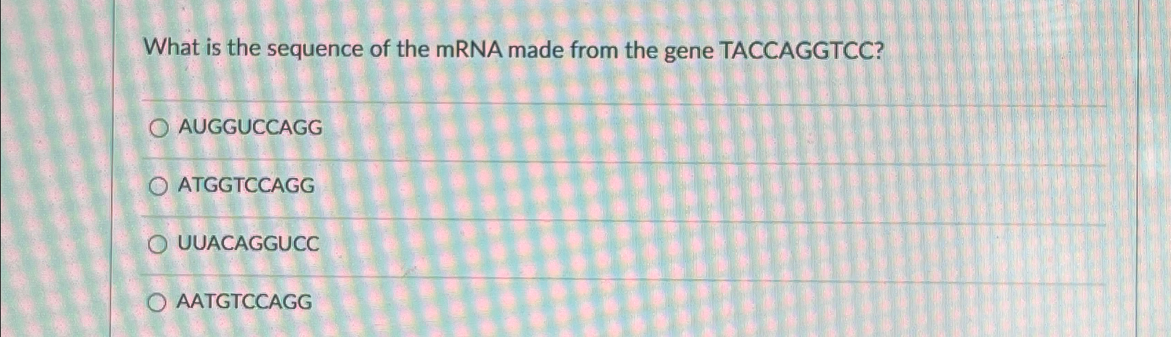 Solved What is the sequence of the mRNA made from the gene | Chegg.com