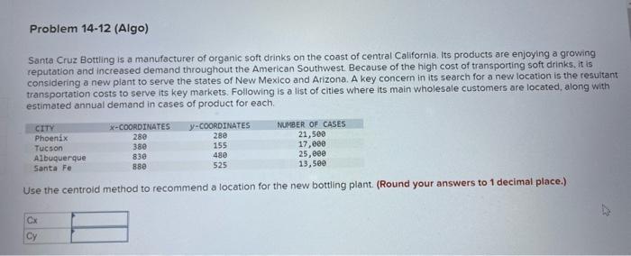 Solved Problem 14-12 (Algo) Santa Cruz Bottling is a | Chegg.com