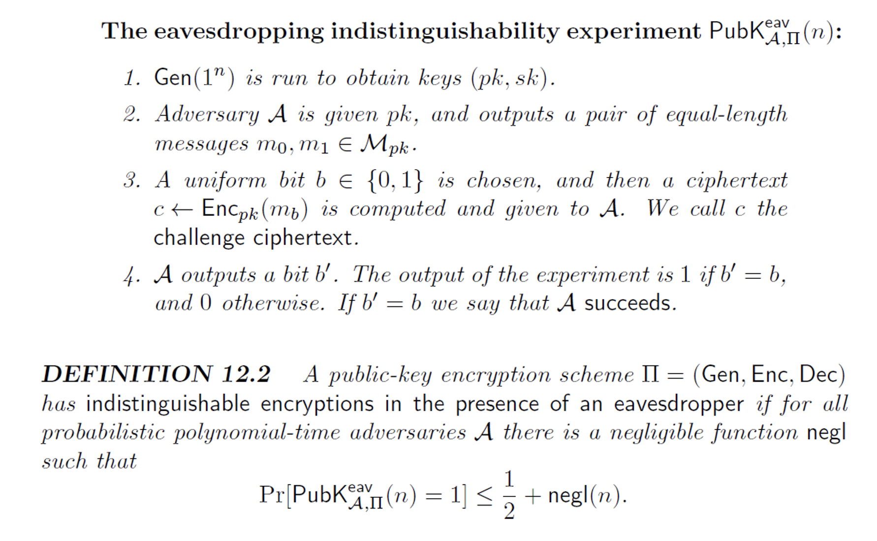 Solved Consider the eavesdropping indistinguishability | Chegg.com