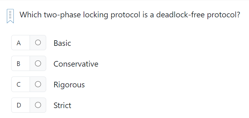 Solved Which two-phase locking protocol is a deadlock-free | Chegg.com