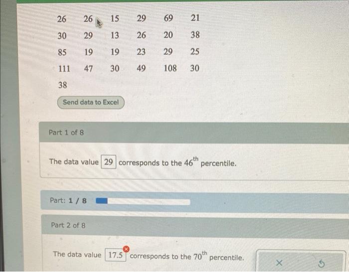 Solved The data value corresponds to the 46th percentile. | Chegg.com