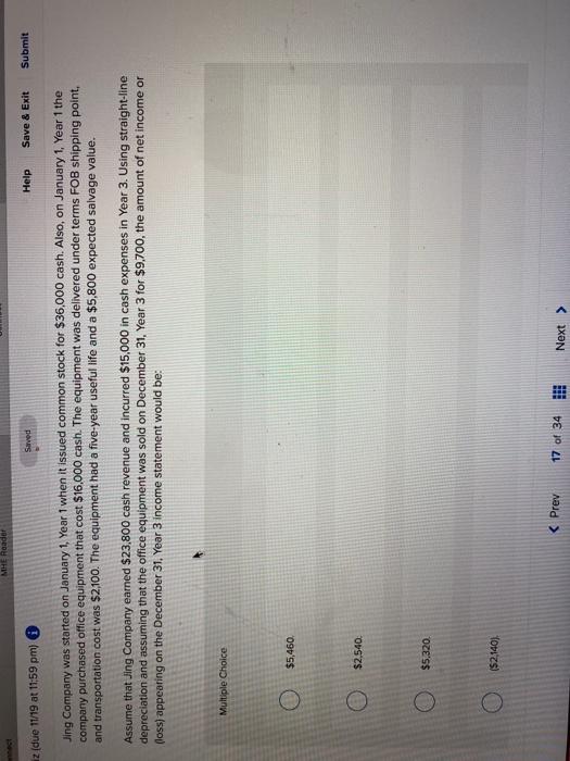 Solved MHE Roader Saved Help Save & Exit Submit iz (due | Chegg.com