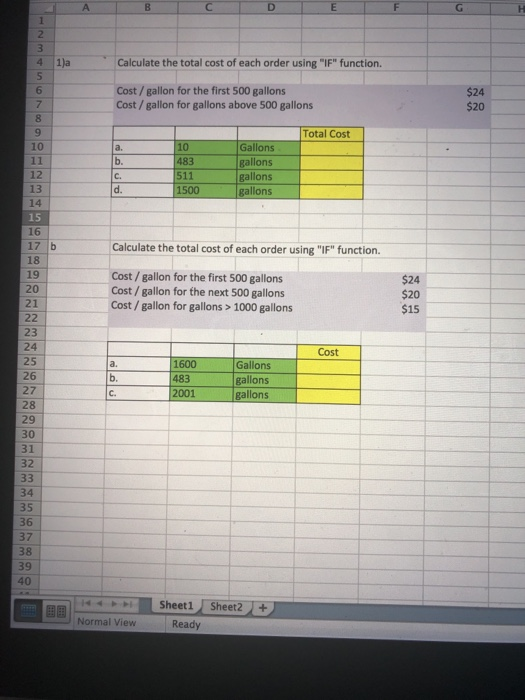 Solved А B D 1ja Calculate the total cost of each order | Chegg.com