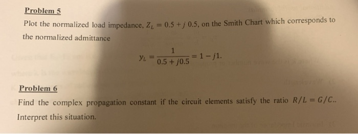 Solved Problem 5 of the normalized load impedance. Z the | Chegg.com