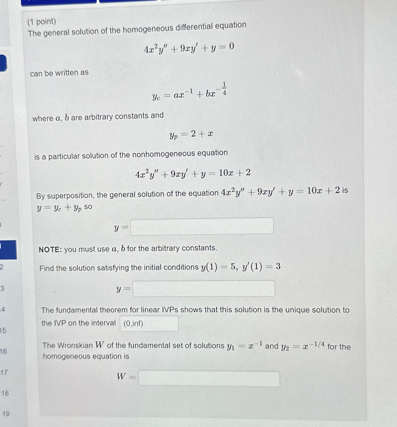 Solved (1 ﻿point)The general solution of the homogeneous | Chegg.com