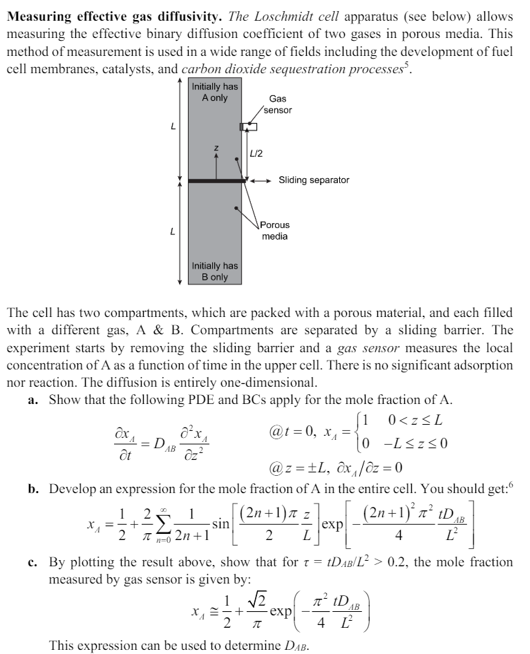 Solved ***Measuring effective gas diffusivity.*** | Chegg.com