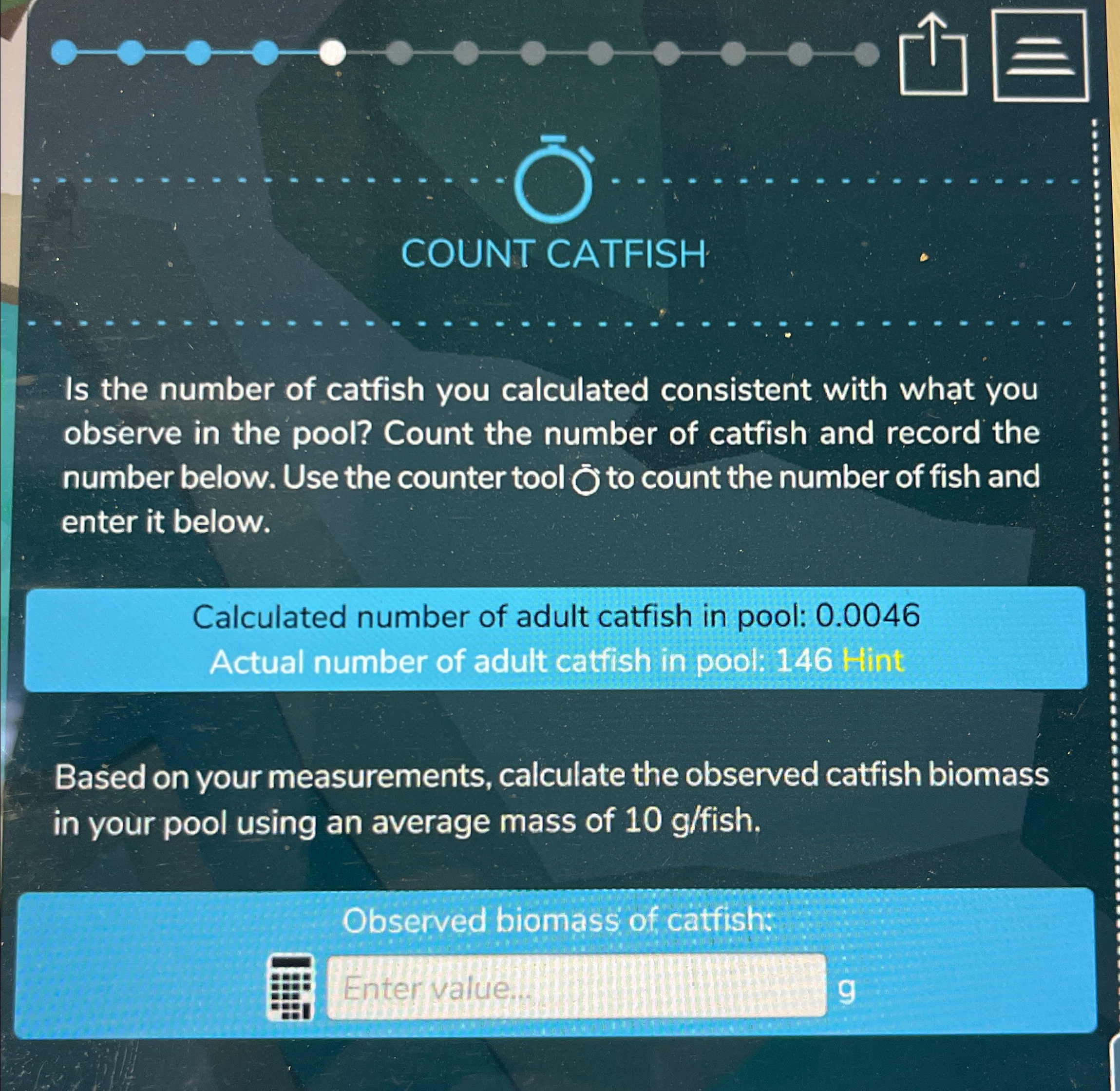 Solved COUNT CATFISHIs the number of catfish you calculated | Chegg.com