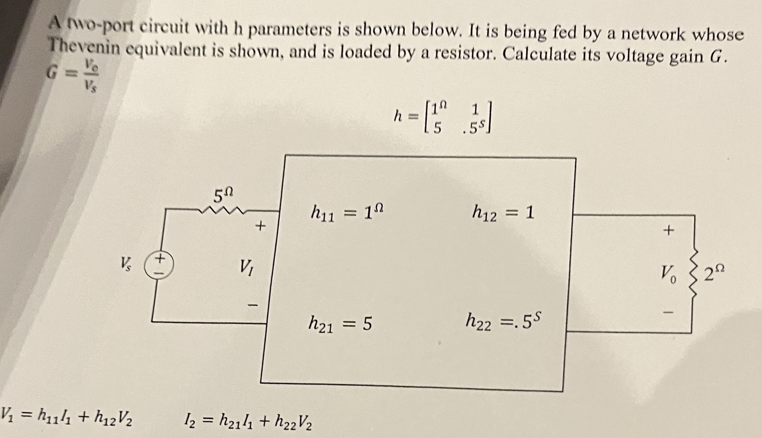 Solved A nwo-port circuit with h parameters is shown below. | Chegg.com