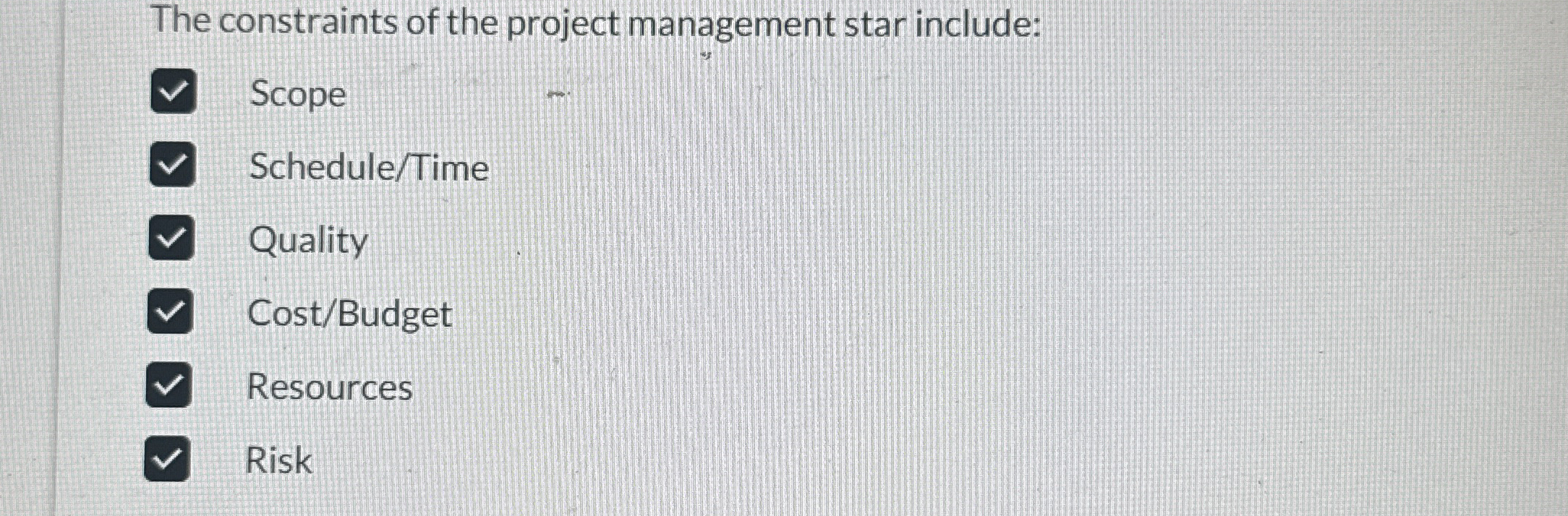 The constraints of the project management star | Chegg.com