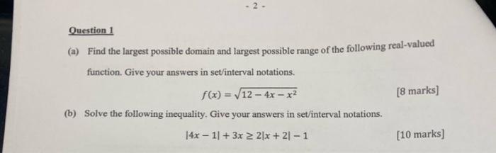 Solved (a) Find the largest possible domain and largest | Chegg.com