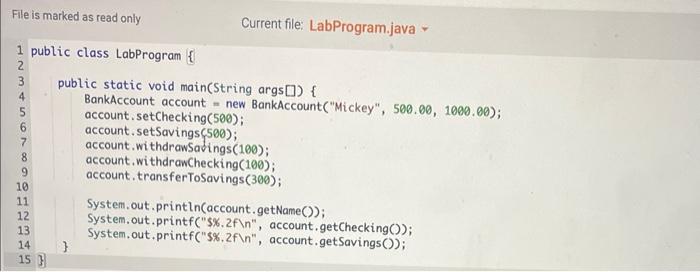 Solved In The File Bankaccountjava Build A Class Called 