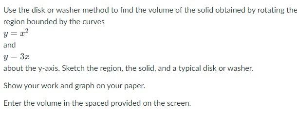 Solved Ise the disk or washer method to find the volume of | Chegg.com