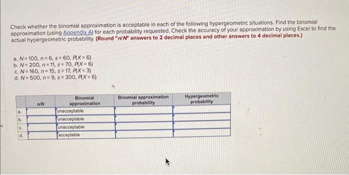 Solved Check whether the binomial approximation is | Chegg.com
