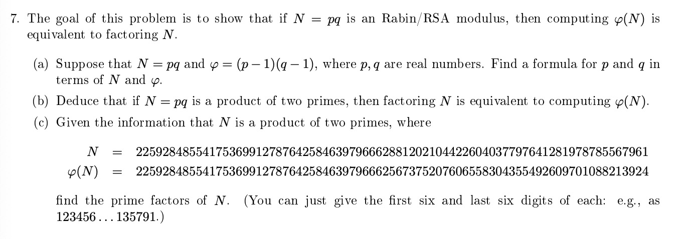 Solved The goal of this problem is to show that if N=pq ﻿is | Chegg.com